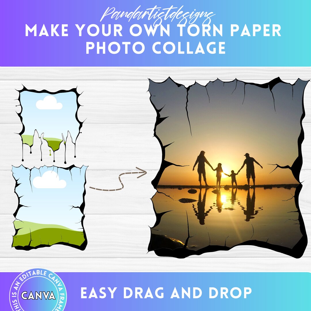 Fill Your Own Cracked Edge Design on Canva - Editable CANVA Frame ...