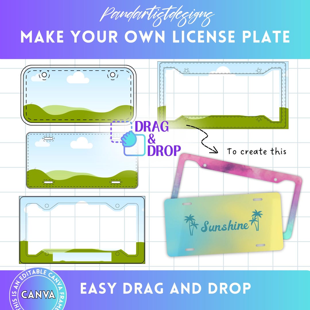 Make Your Own Car License Plate on CANVA, Easy Drag and Drop, Editable ...