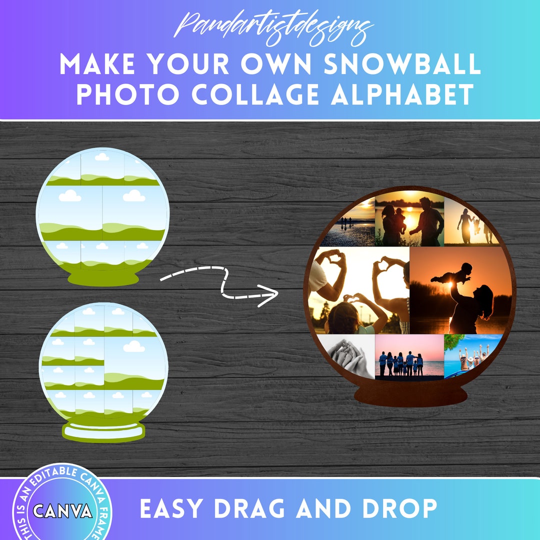 DIY Snowball Snow Globes Photo Collage Design on CANVA - Editable Canva ...