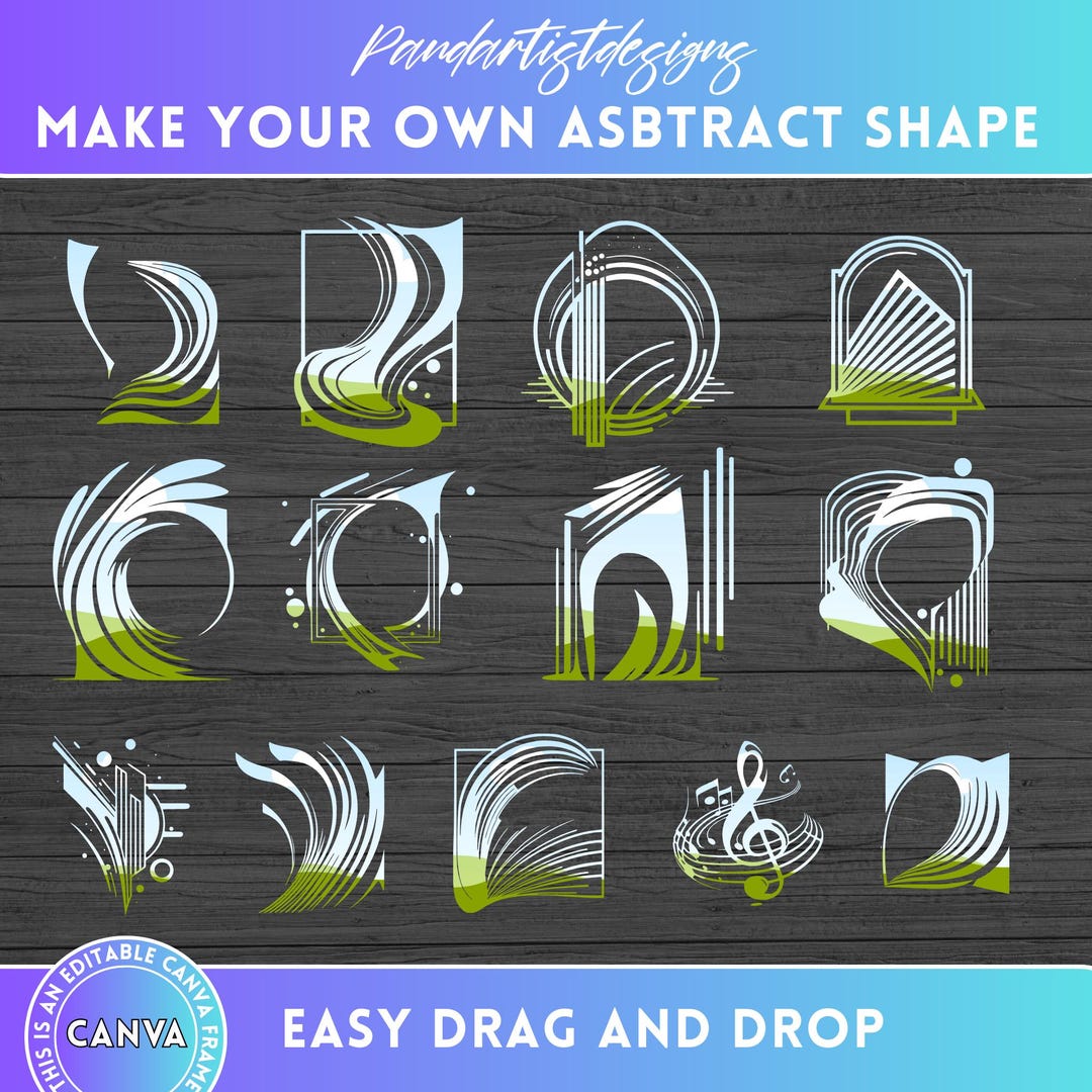 Make Your Own Abstract Shape Design on CANVA - Canva Frames Bundle ...