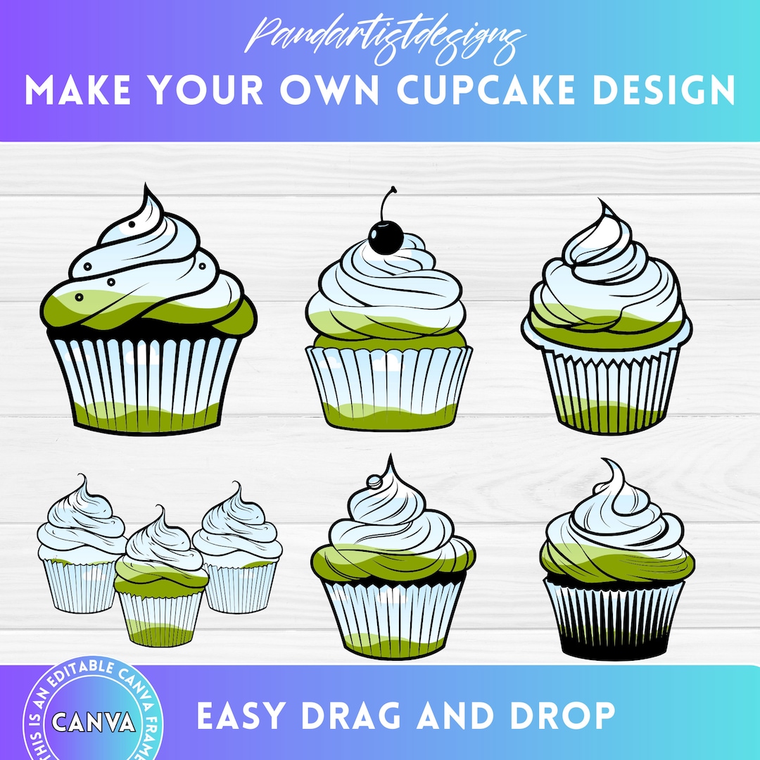 Make Your Own Cupcake Design - Sweets Canva Frames Bundle Template ...