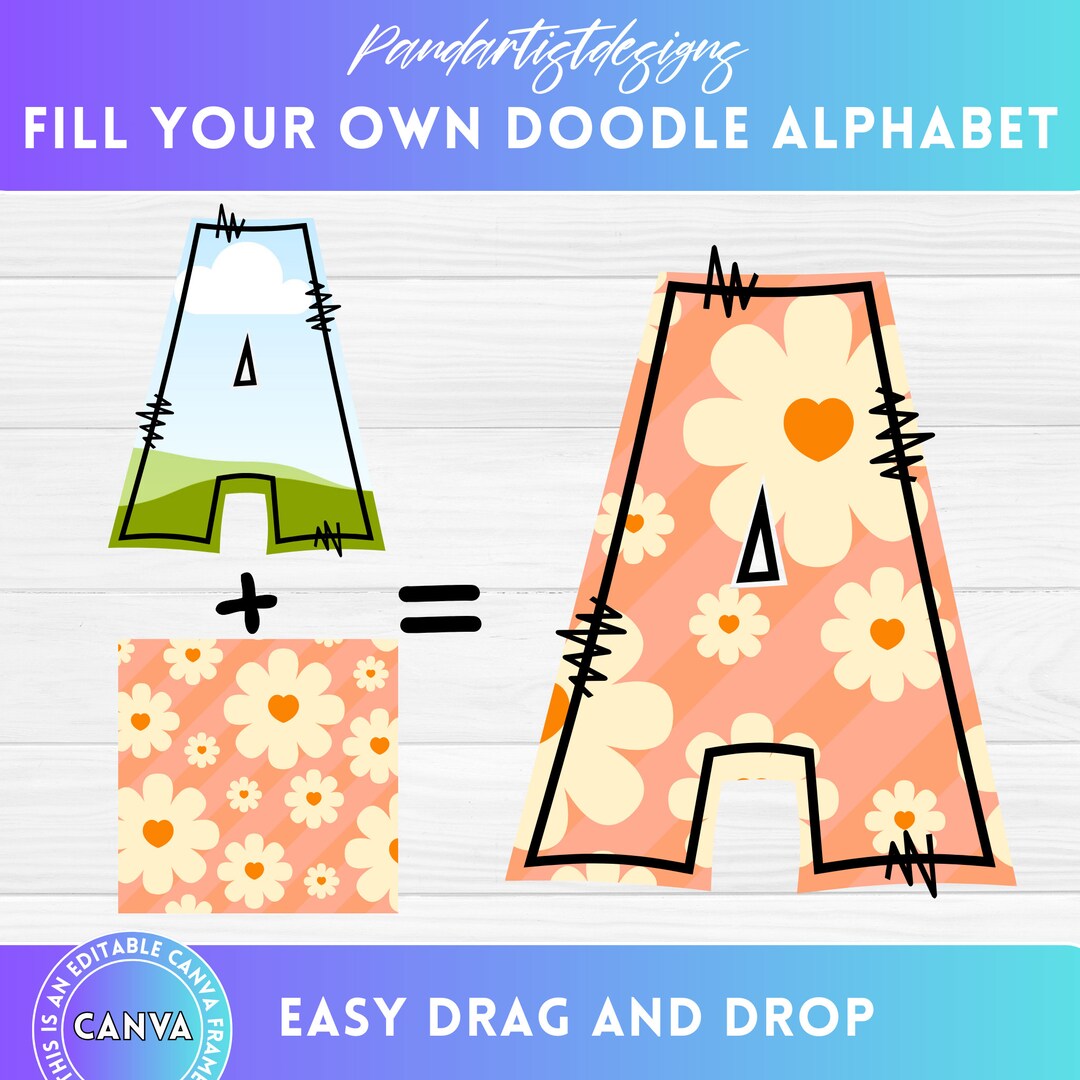 Canva Frames Doodle Letters, Fill Your Own Uppercase Alphabet With ...