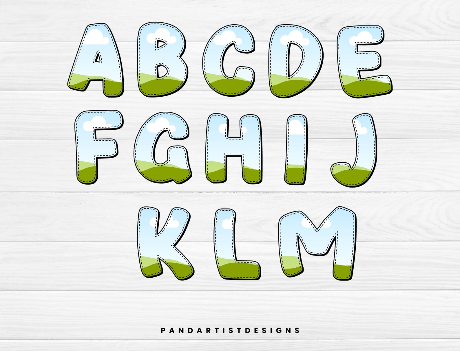 Canva Frames Stitch Alphabet, Fill Your Own Doodle Letters and Numbers ...