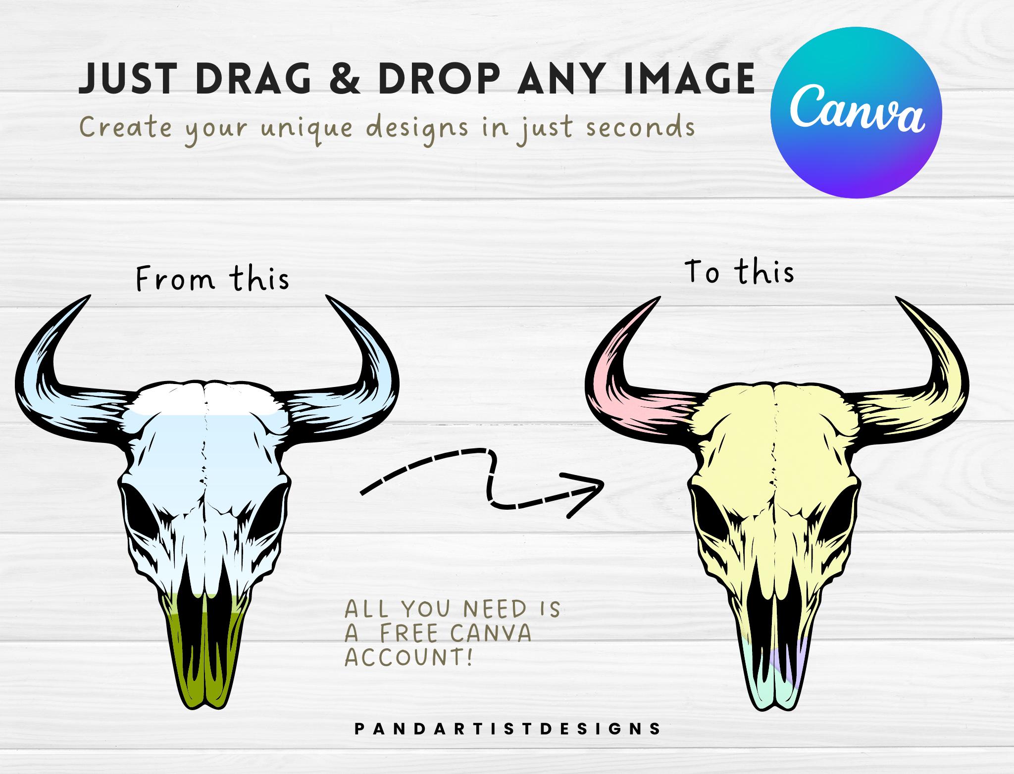 Fill Your Own Skull Bull on CANVA With Drag and Drop - Canva Template ...