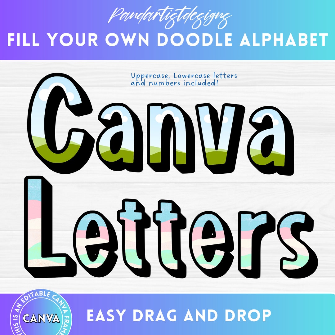 Fill Your Own Doodle Letters, Canva Frames Alphabet, Drag and Drop ...