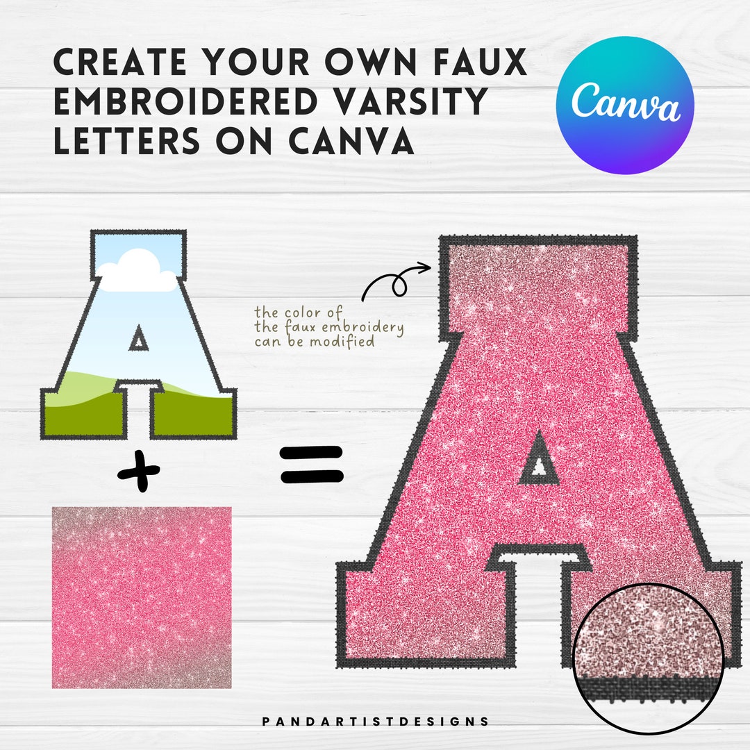 Digital Stitch Varsity PNG Faux Embroidery Applique Letter & - Etsy