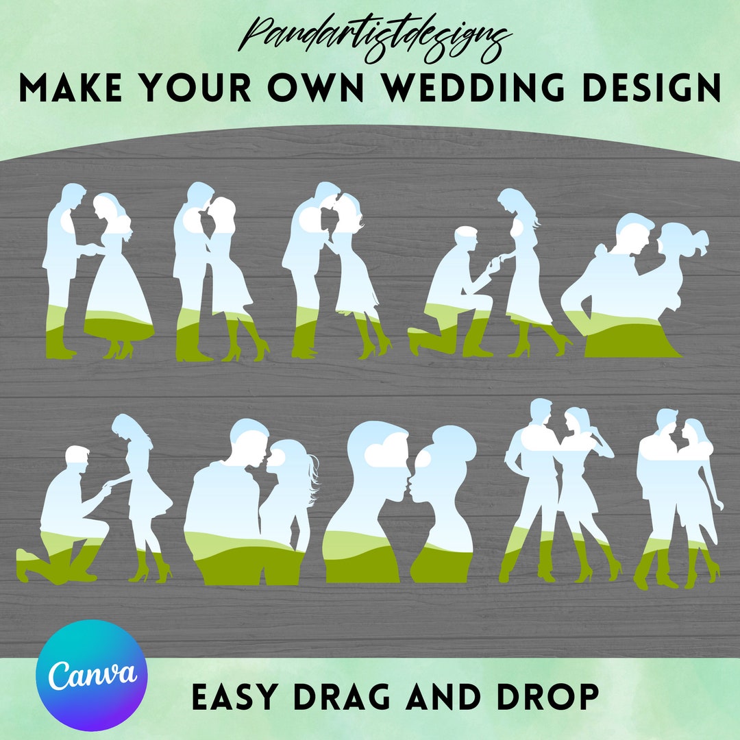 Couple Canva Frames Bundle Make Your Own Wedding Couples Design Drag ...