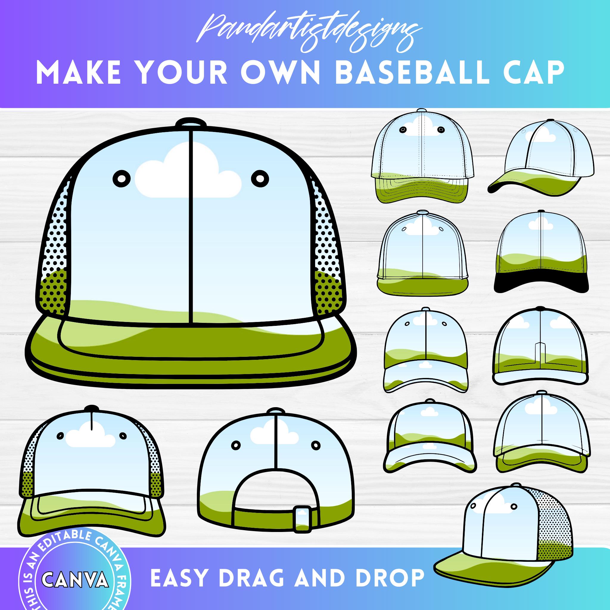 Baseball Cap Canva Frame Bundle With Easy Drag and Drop - Sport Hat ...