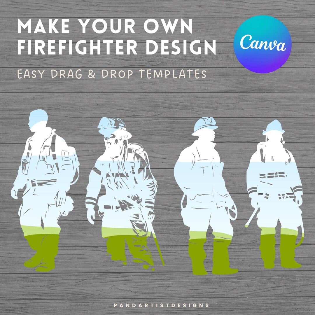 Dad Fire Fighter Canva Frames Bundle Fire Department Design - Etsy