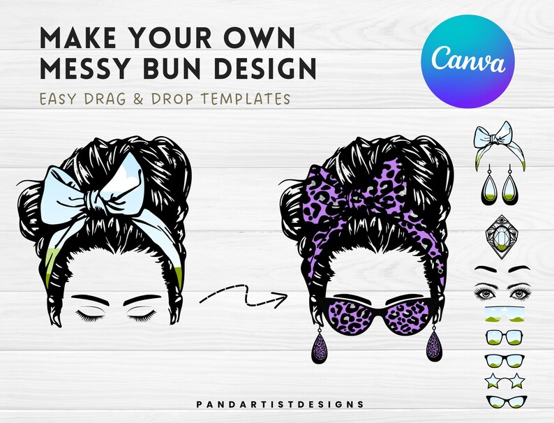 Make Your Own Messy Bun Design on CANVA Canva Frames Mom - Etsy
