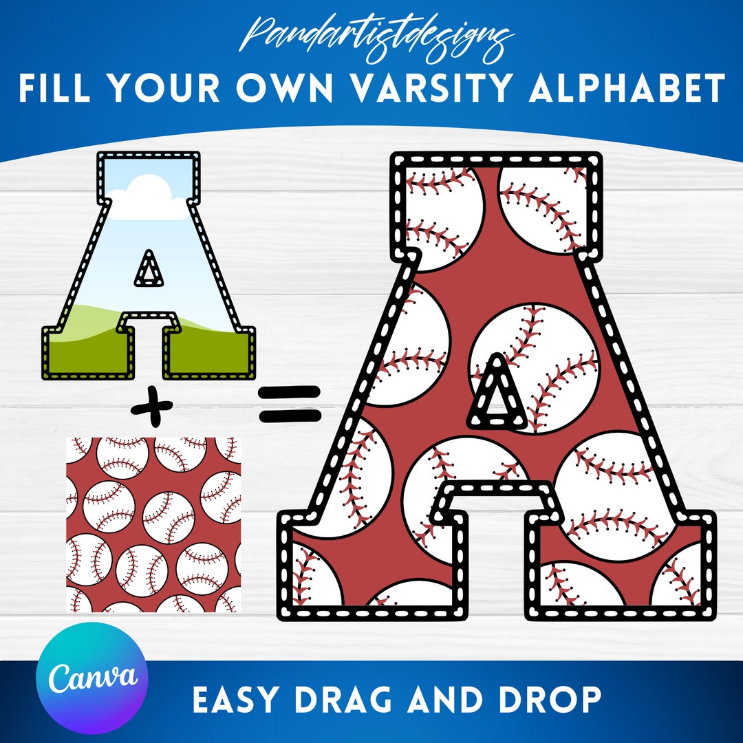 Canva Frames Varsity Stitch Alphabet, Fill Your Own Uppercase College ...