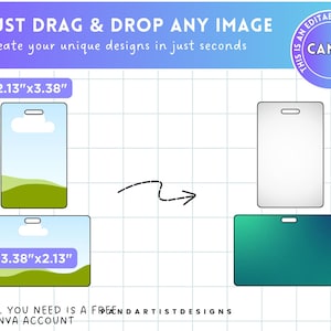 ID Badge Editable Canva Template, ID Badge Design Frame, Drag and Drop ...