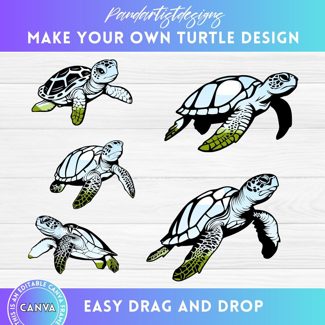 Make Your Own Cute Turtle Design on Canva - Sea Animal CANVA Frame ...