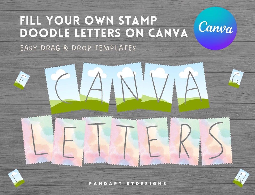 Fill Your Own Doodle Stamps Letters on CANVA Canva Frames - Etsy