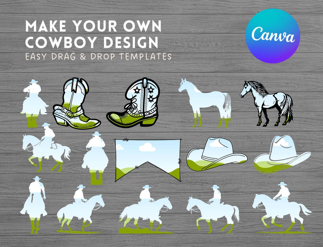 Make Your Own Western Design on CANVA Cowboy Png Drag and - Etsy