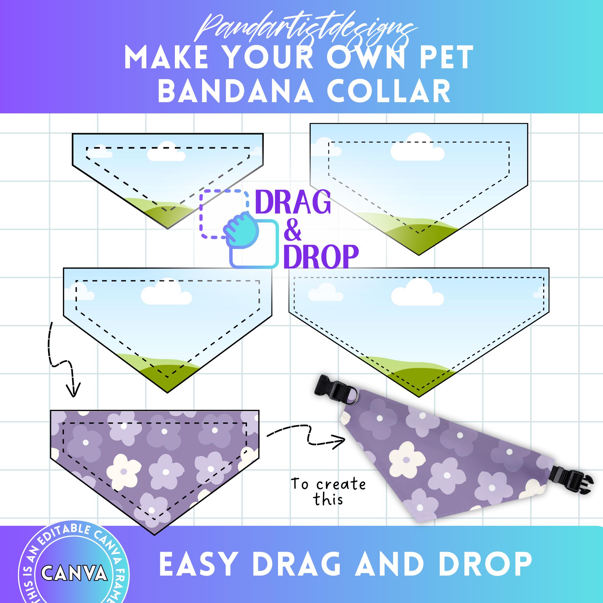 Pet Bandana Collar Editable Canva Template, Dog & Cat Bandana Size ...