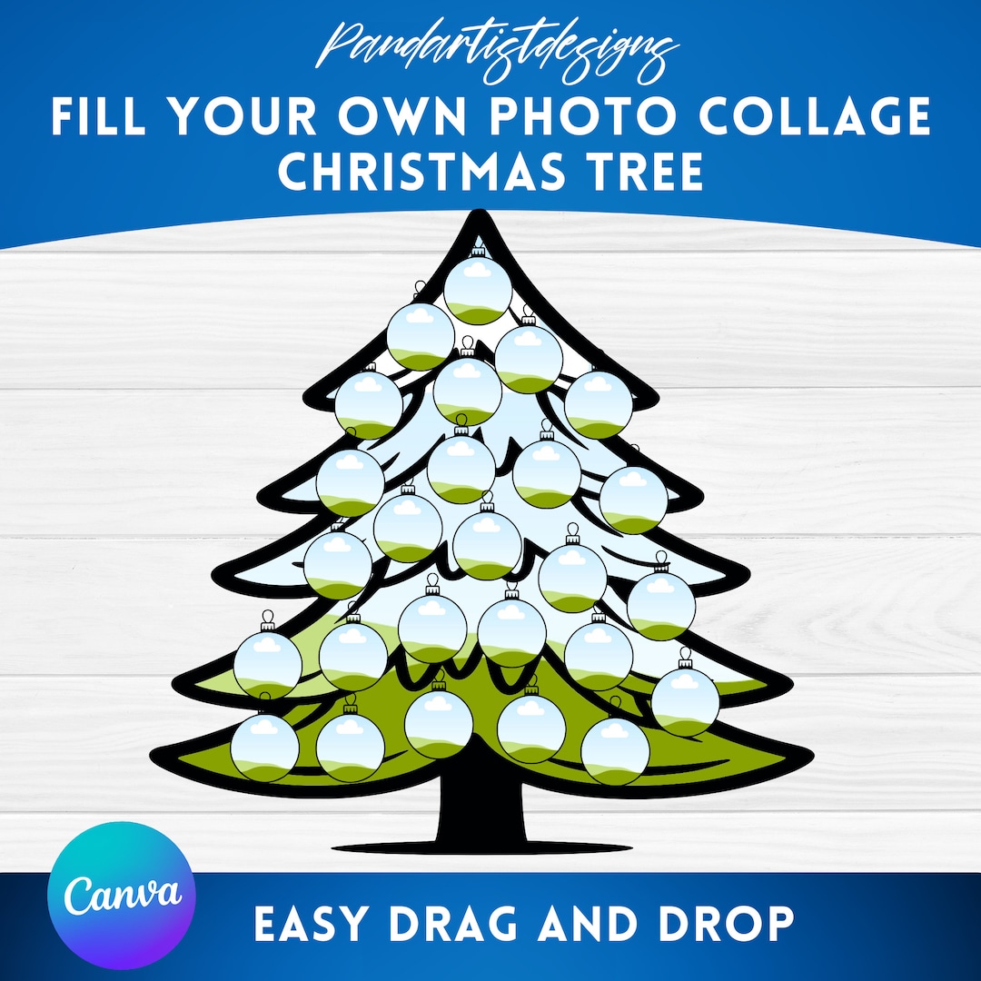Christmas Tree Photo Collage CANVA Frames Bundle, Editable CANVA ...