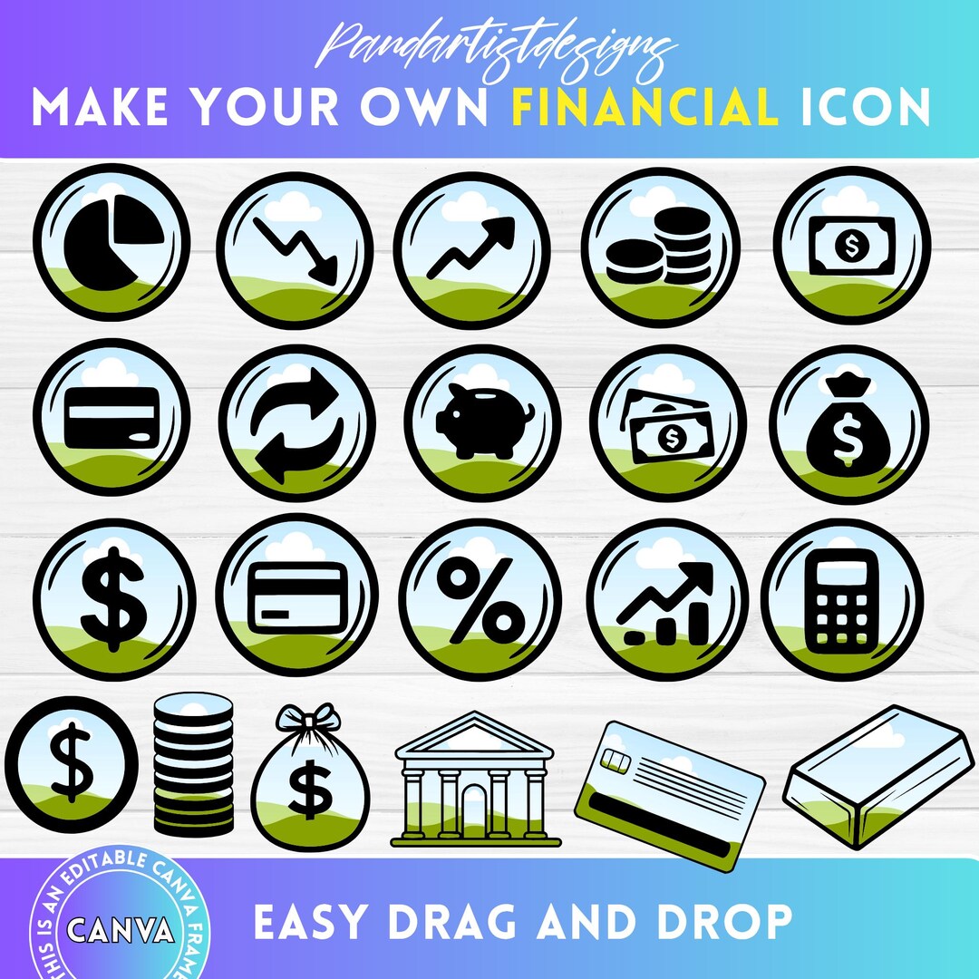Financial Icons Pack - Money Icon - Credit Card Icons - Editable Canva ...