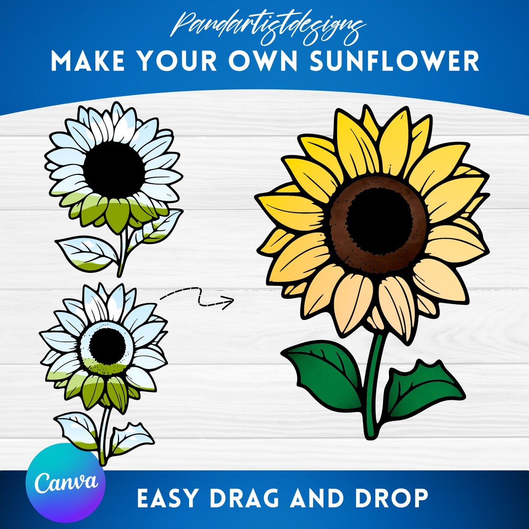 Fill Your Own Sunflower on CANVA With Easy Drag and Drop, Editable ...