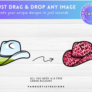 Cowboy Hat Bundle - Editable Western CANVA Frame Template - Cowgirl Png ...