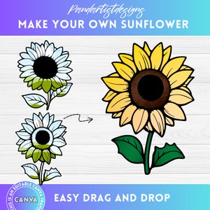 Fill Your Own Sunflower on CANVA With Easy Drag and Drop, Editable ...