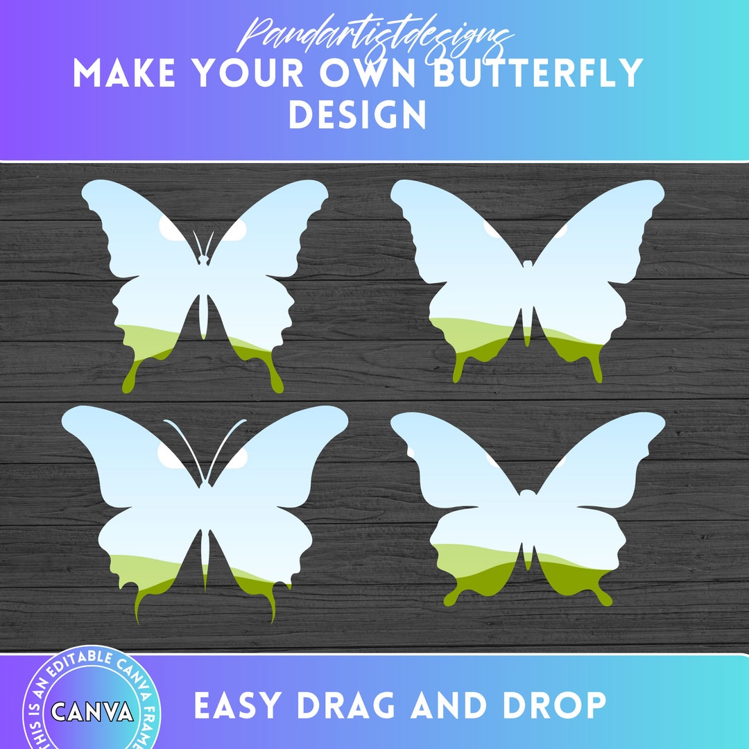 Custom Your Butterfly With Photo on CANVA, Editable Canva Frame Design ...
