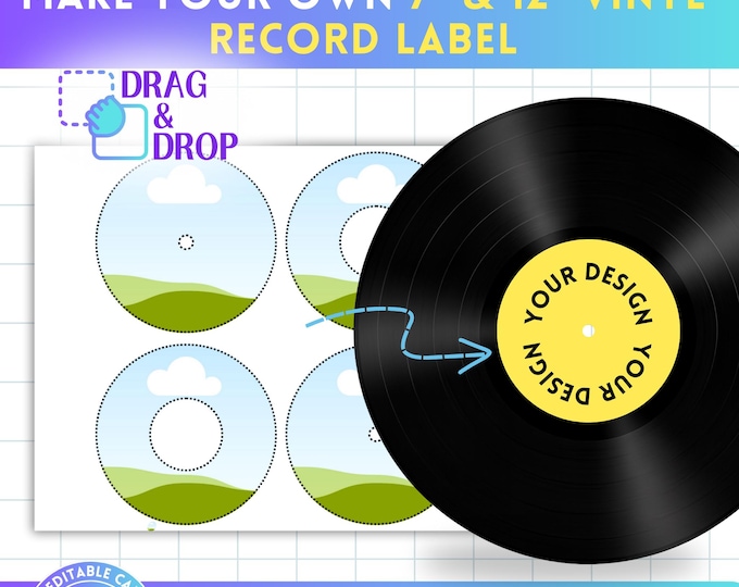 Editable Vinyl Record Label Template: Custom LP Design (canva) - Etsy