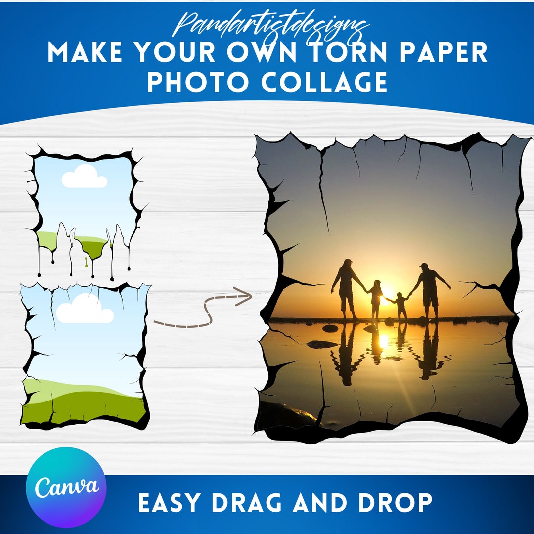 Fill Your Own Cracked Edge Design on Canva Editable CANVA Frame Bundle ...
