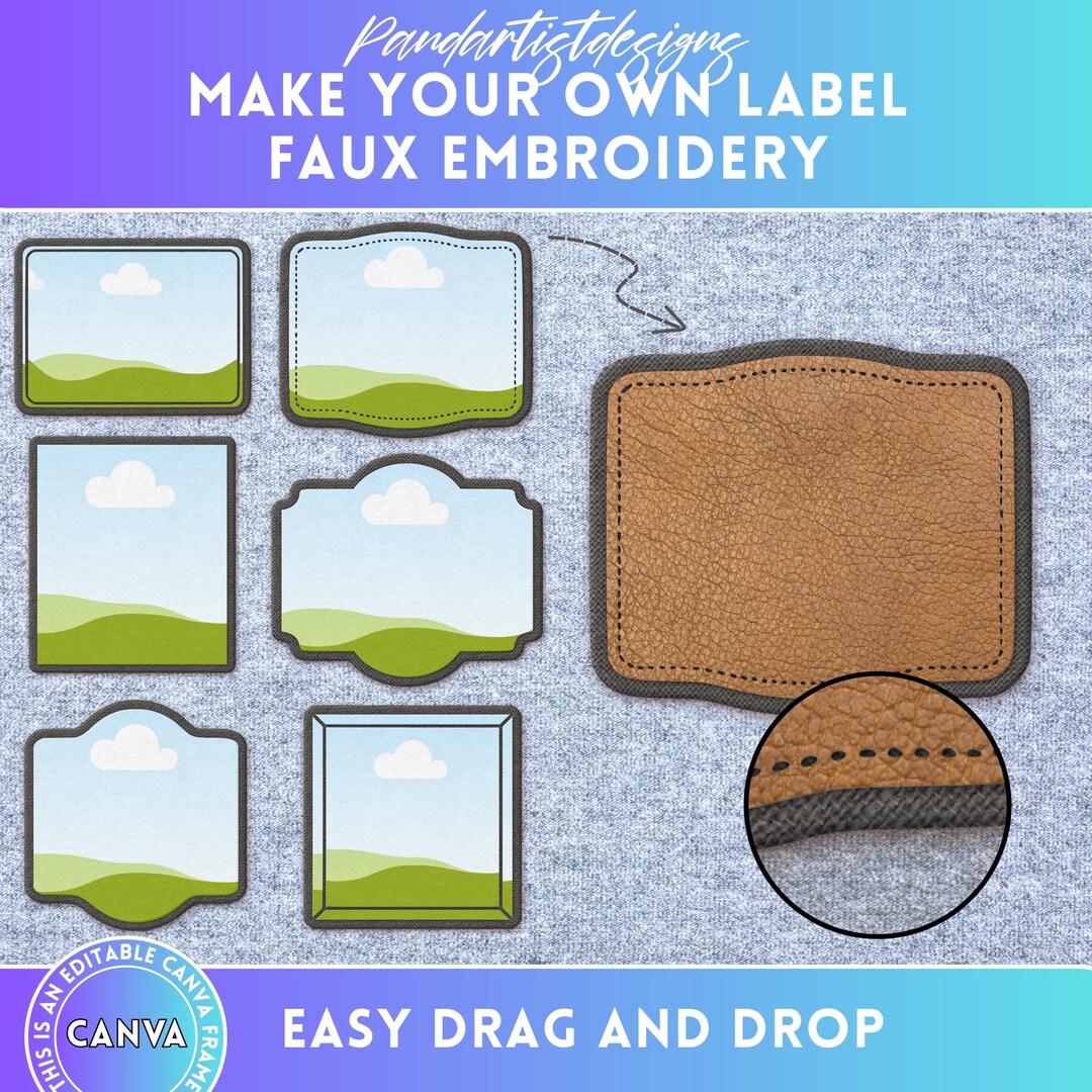 Faux Embroidery Label Designs PNG, Digital Stitch Sequin Applique, Drag ...