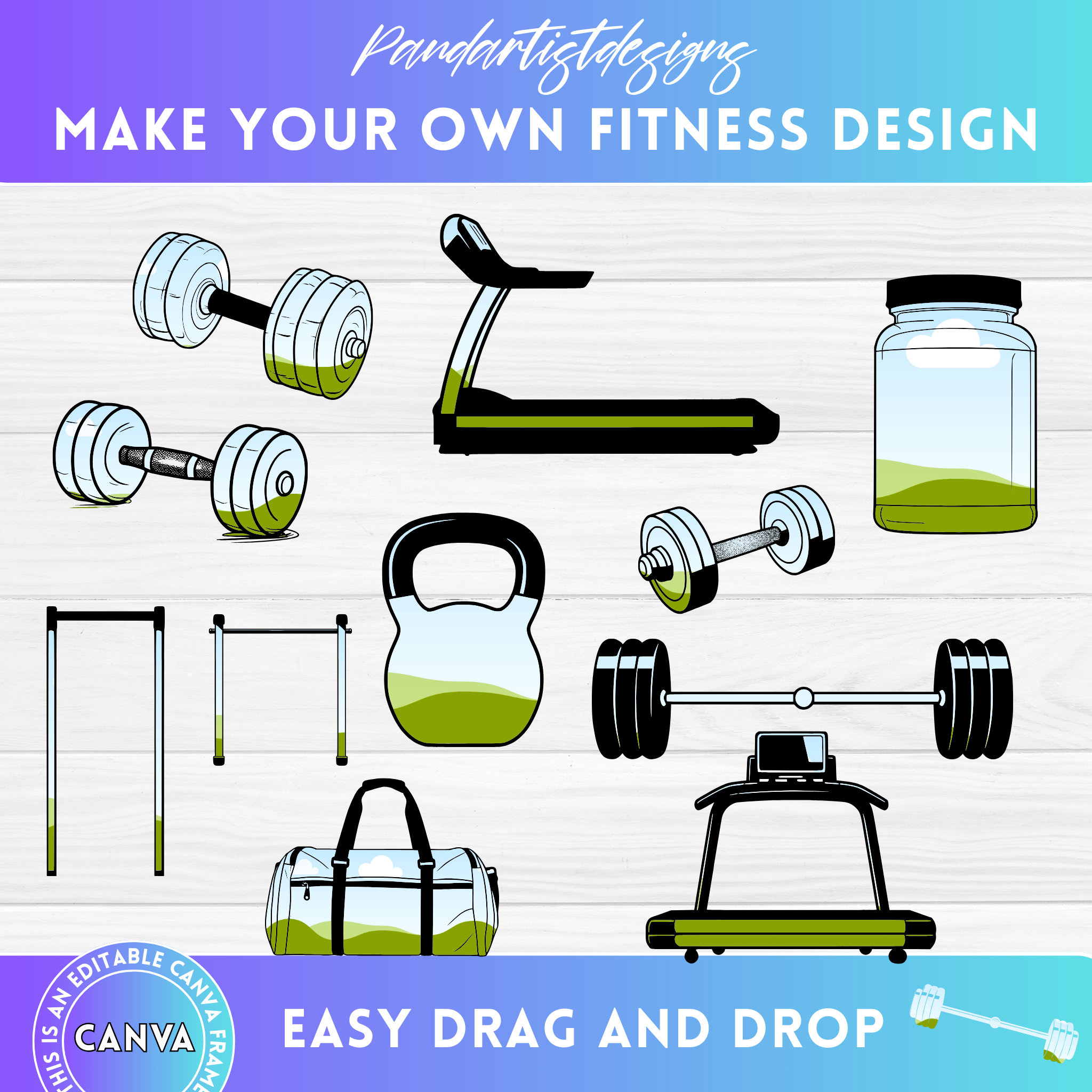 Make Your Own Fitness Workout Design - Sport Canva Frames Bundle ...