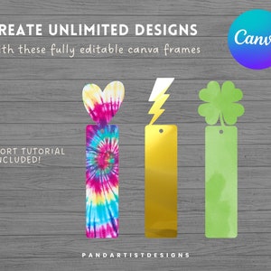 Make Your Own Bookmarks on CANVA With Drag and Drop, Set of 16 Editable ...