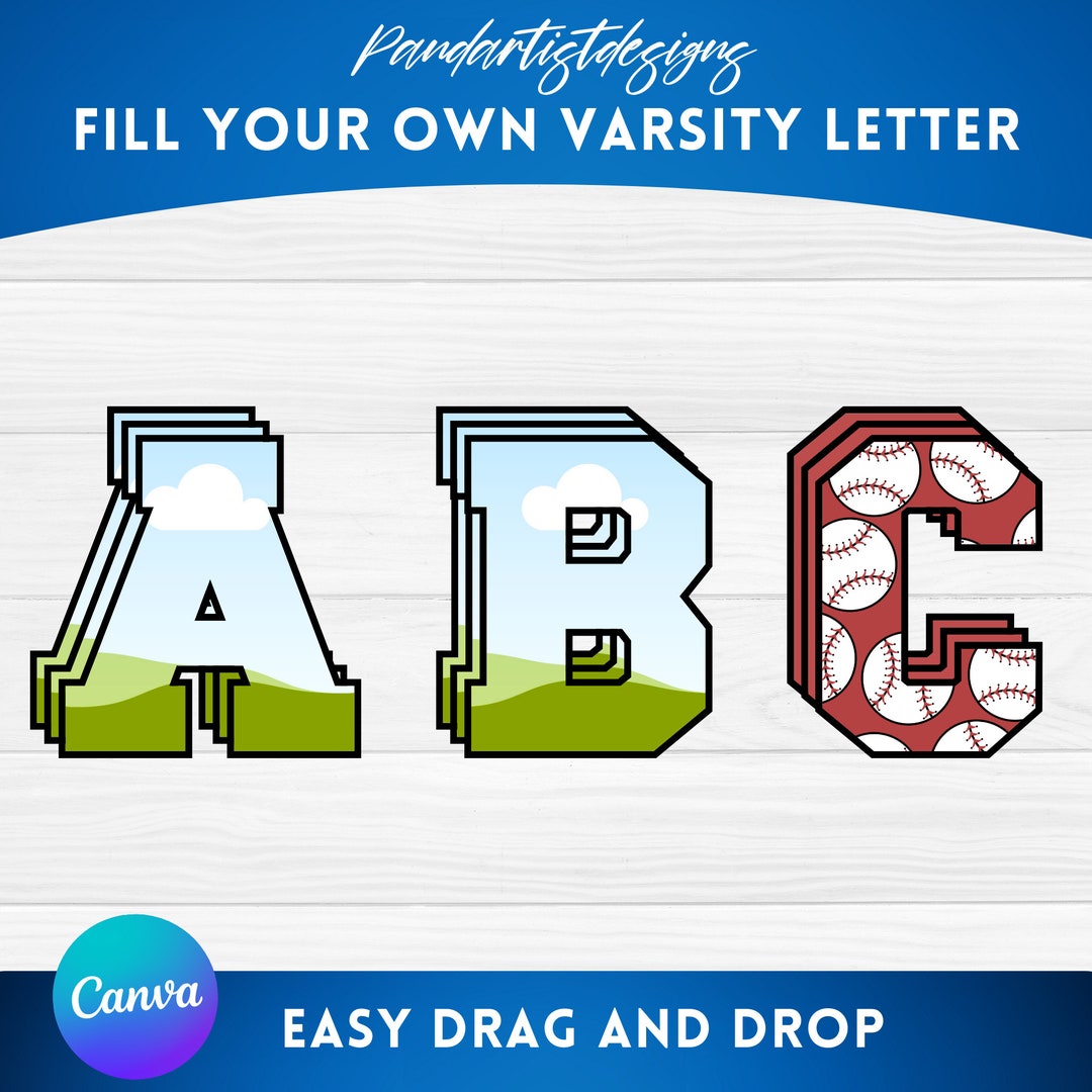 Fill Your Own Hollow Varsity Letters & Number on Canva With Easy Drag ...