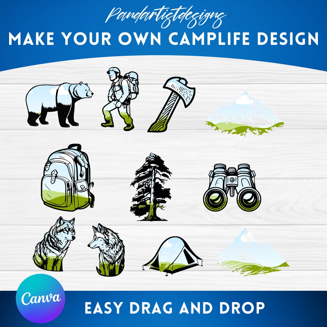 Make Your Own Camping Design on CANVA Canva Frame Bundle Easy Drag and ...