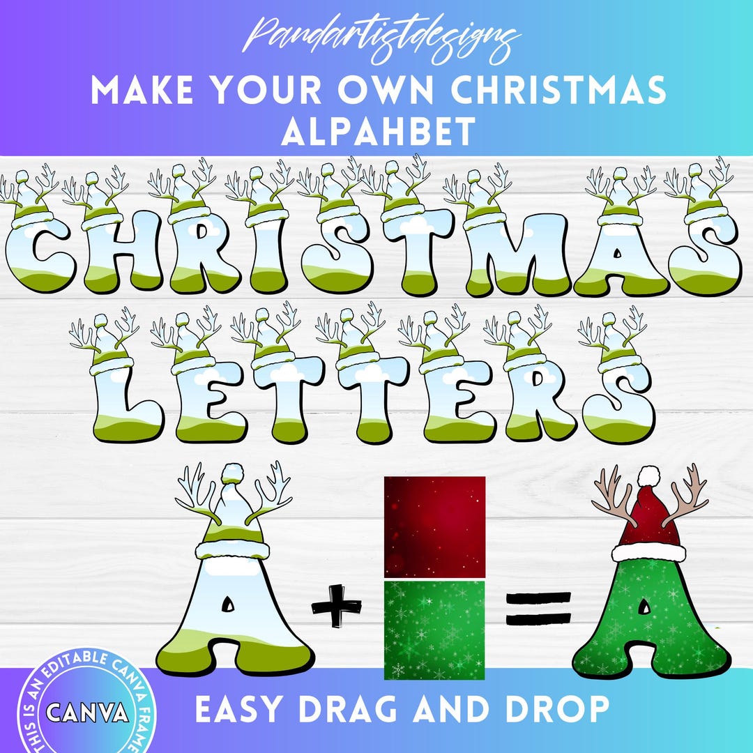 Fill Your Own Christmas Alphabet Letters & Number- Canva Frames - Drag ...