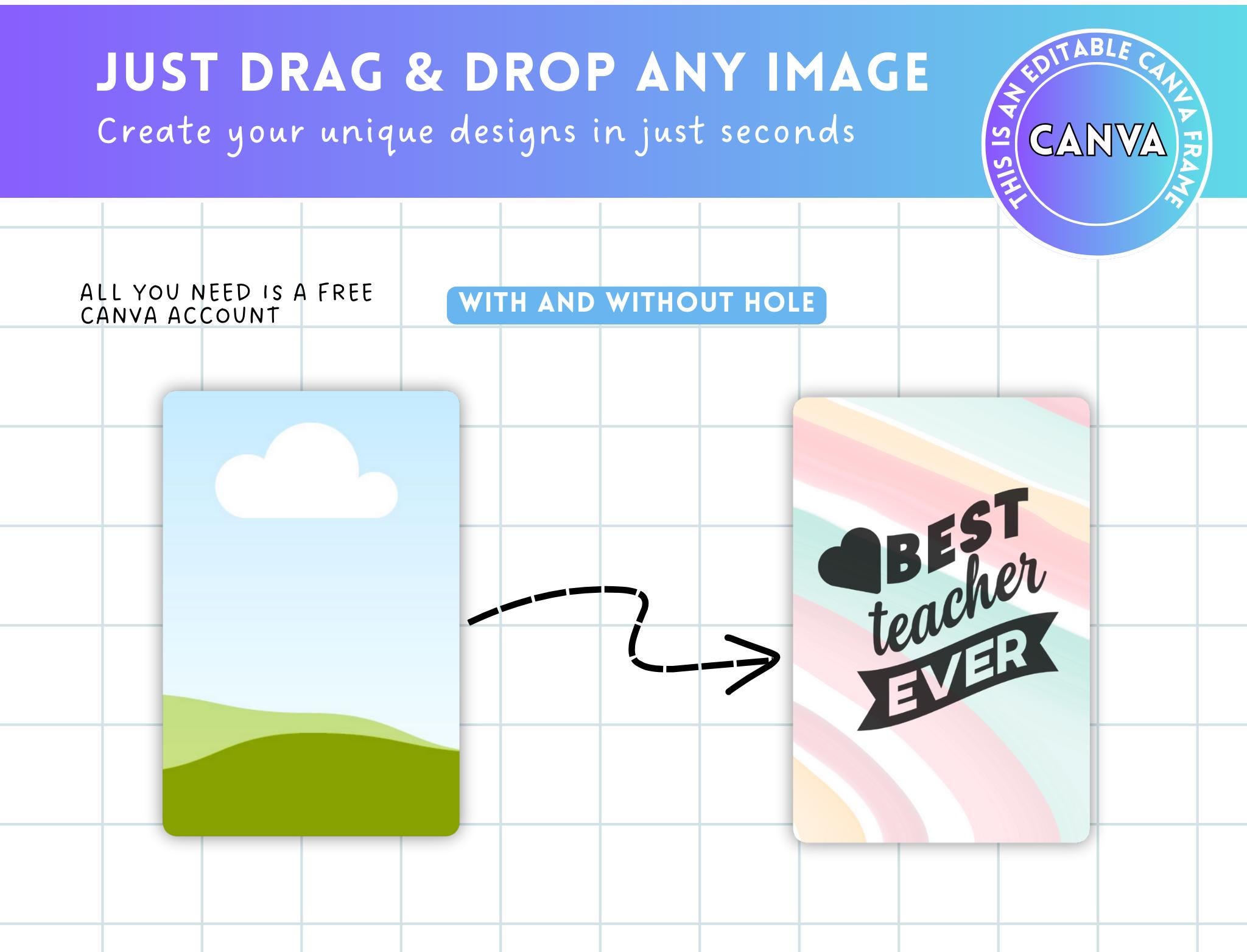 Rectangle Keychain Editable Canva Frame, Drag & Drop, Printable ...
