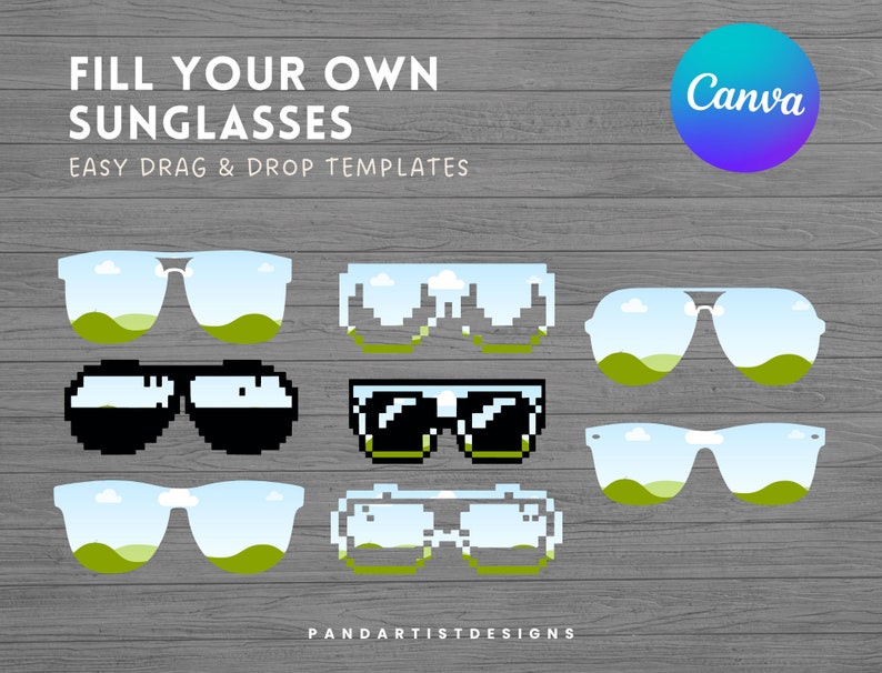 Fill Your Own Sunglasses With Photo & Background on CANVA With - Etsy