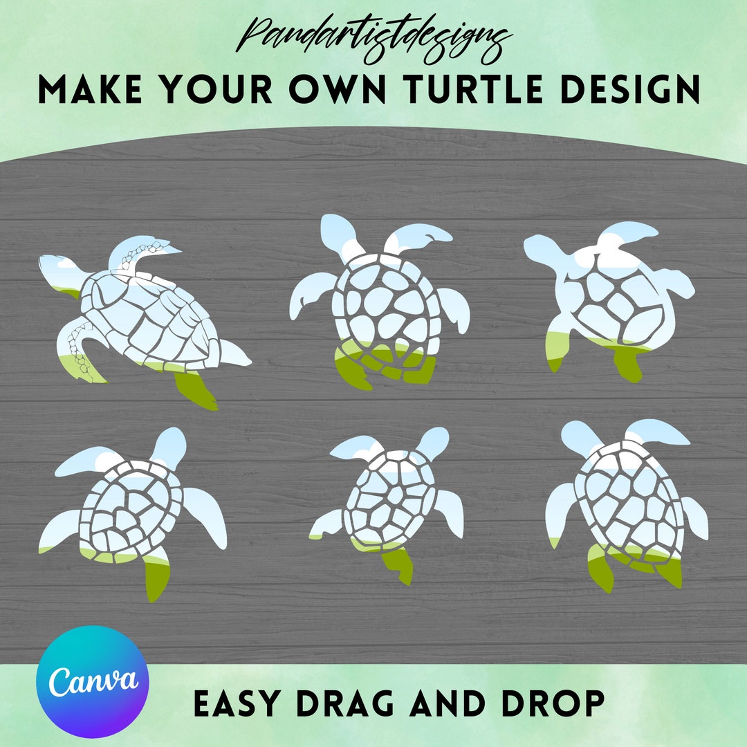 Sea Turtle Canva Frames Bundle Make Your Own Tortoise Design Easy Drag ...
