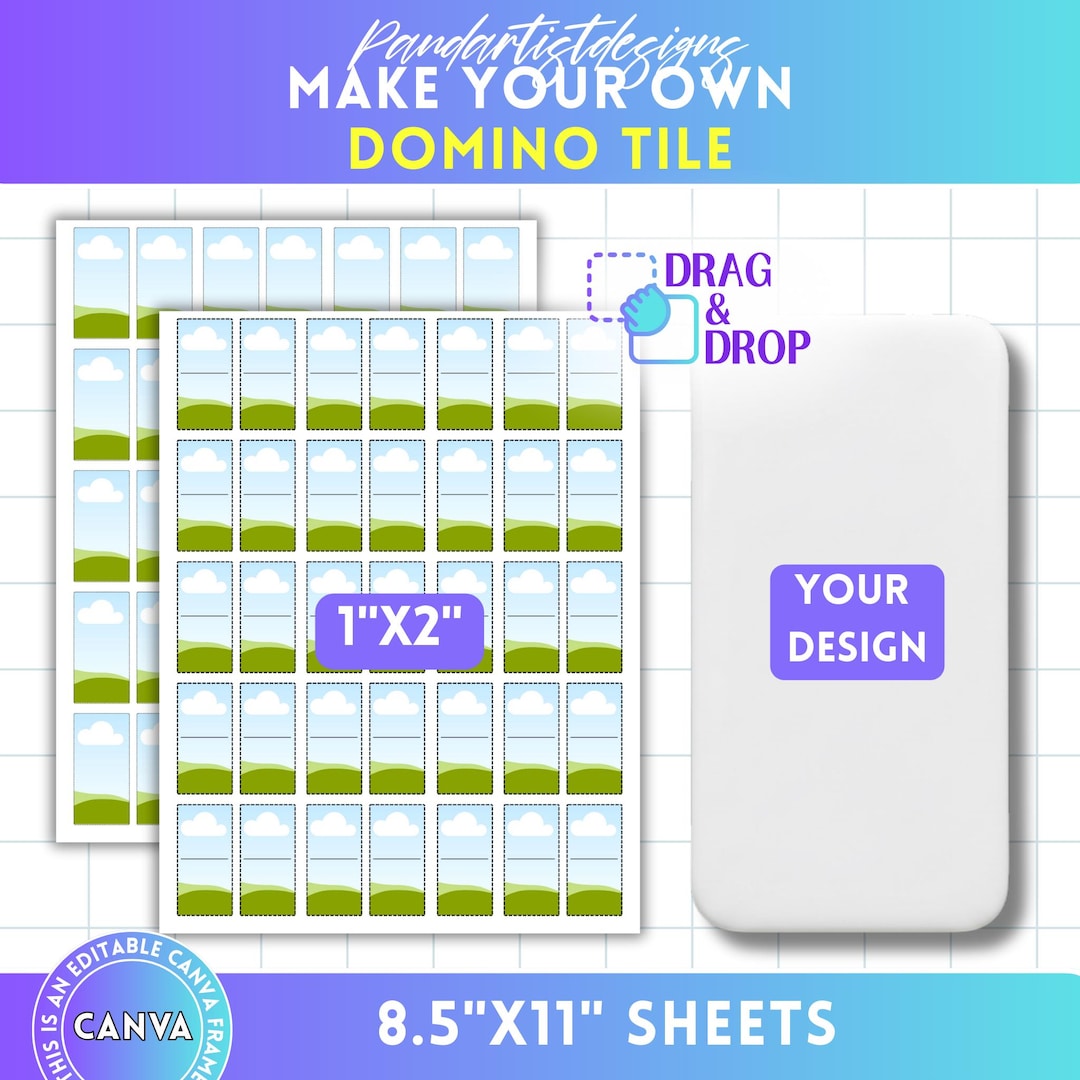 Editable Domino Tile Canva Template, Printable Round Corner Domino Tile ...