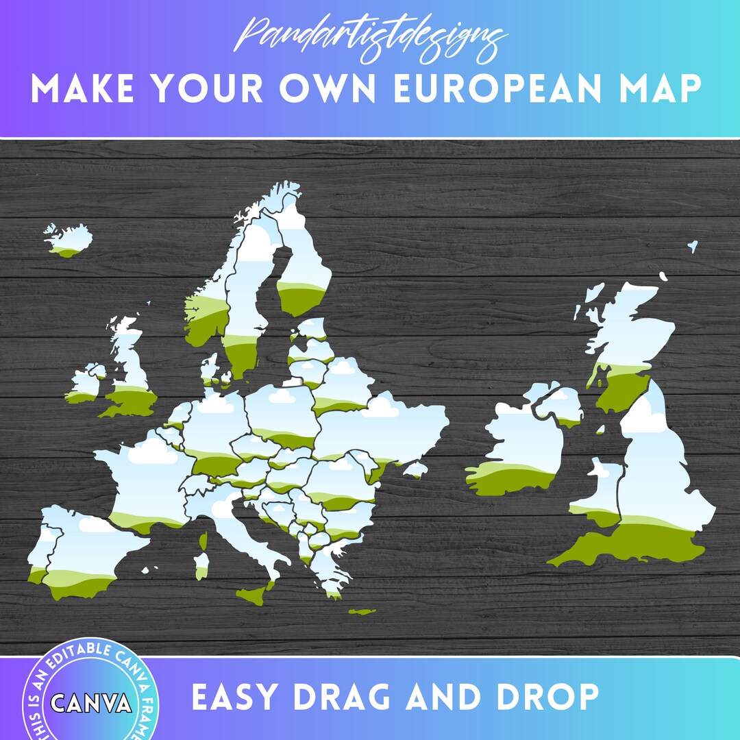 Fill Your Own Europe Map on Canva - European Countries CANVA Frame ...