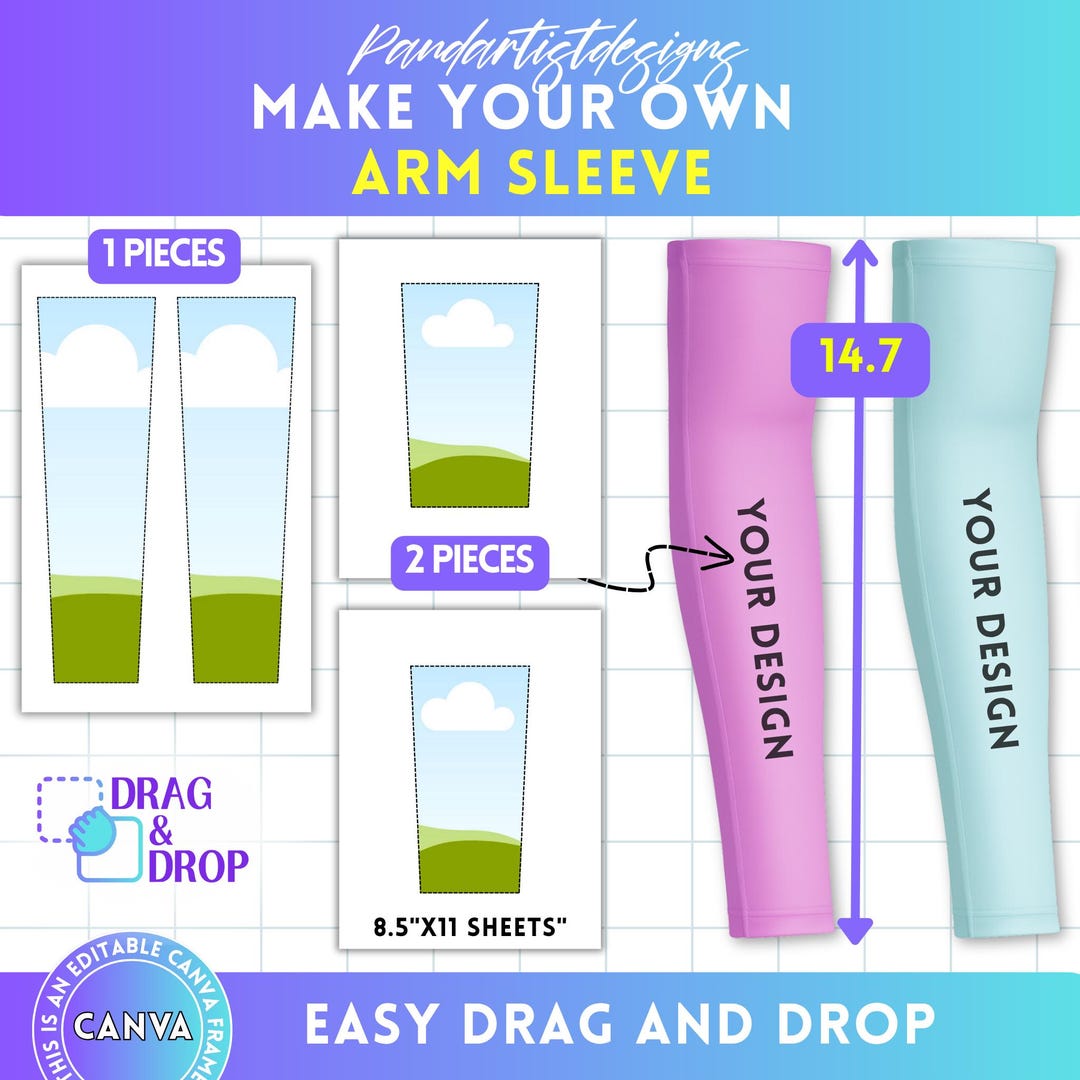 Arm Sleeve Sublimation Canva Template, DIY Sports Arm Sleeve Template ...