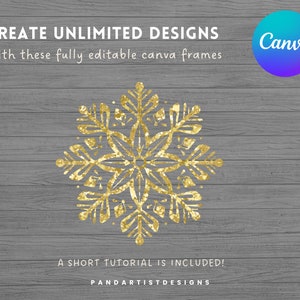 Christmas Snowflake CANVA Frame Bundle, Editable Template, Easy Drag ...