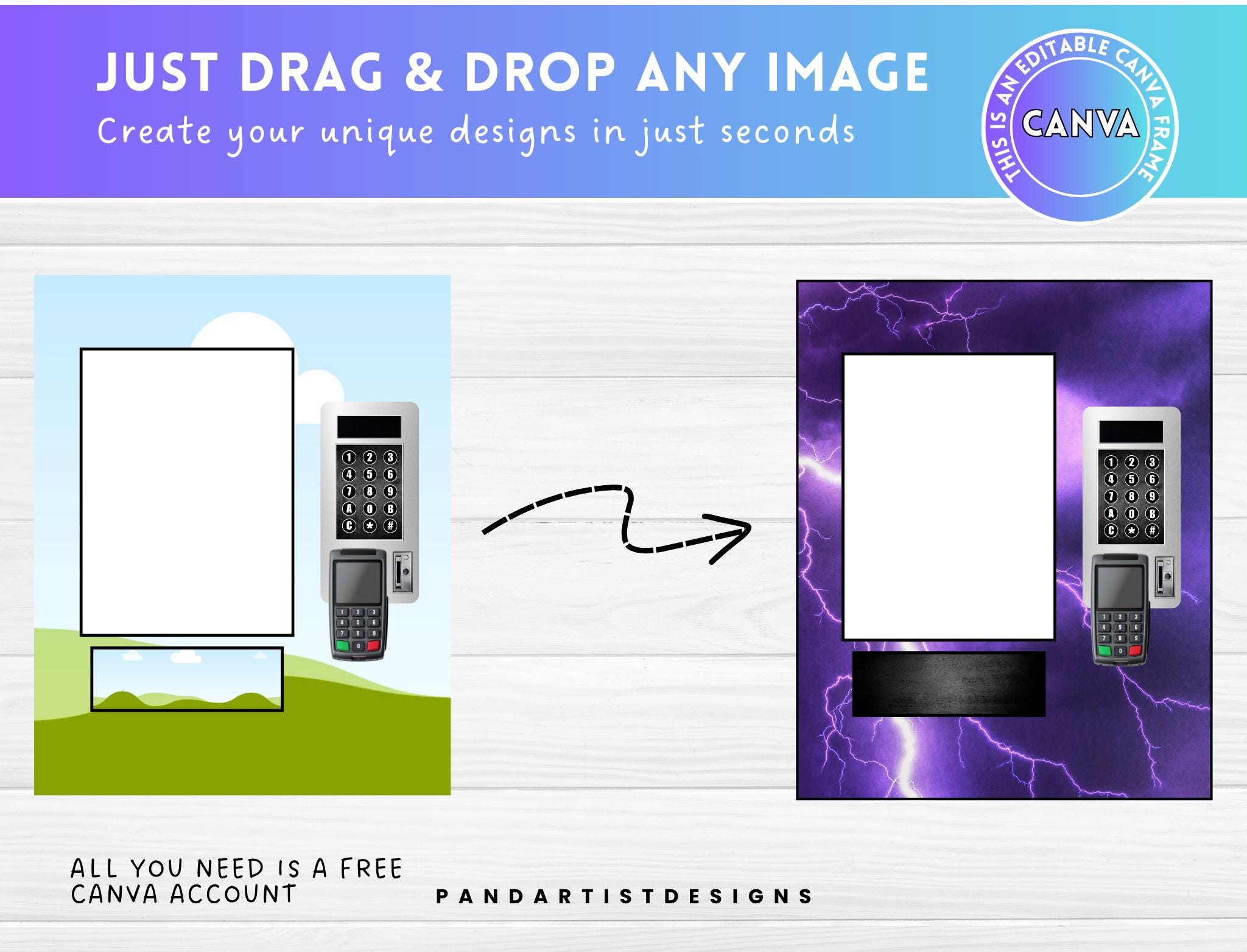 Vending Machine Editable Canva Template, Drag and Drop, Canva Frames ...