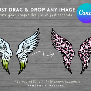 Make Your Own Wing Angel Design on CANVA - Canva Frame Bundle - Easy ...