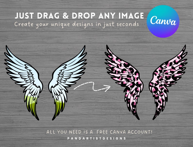 Make Your Own Wing Angel Design on CANVA - Canva Frame Bundle - Easy ...