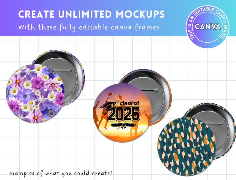 Button Pin Mockup, Round Pin Back Mockup Editable Canva Template, Drag ...