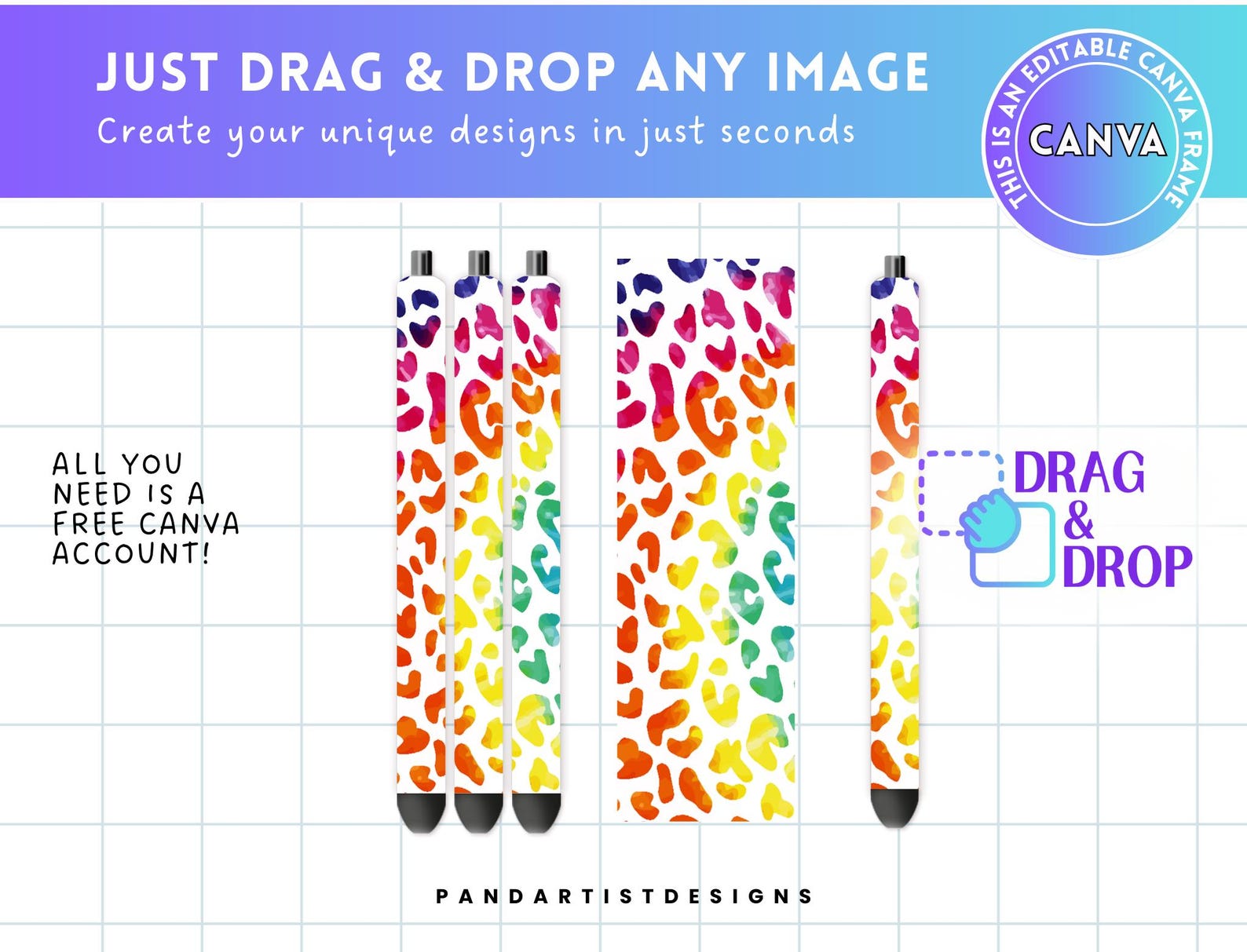 Design Your Own Small Pen Wrap on Canva With Easy Drag and Drop 1.5"x4 ...