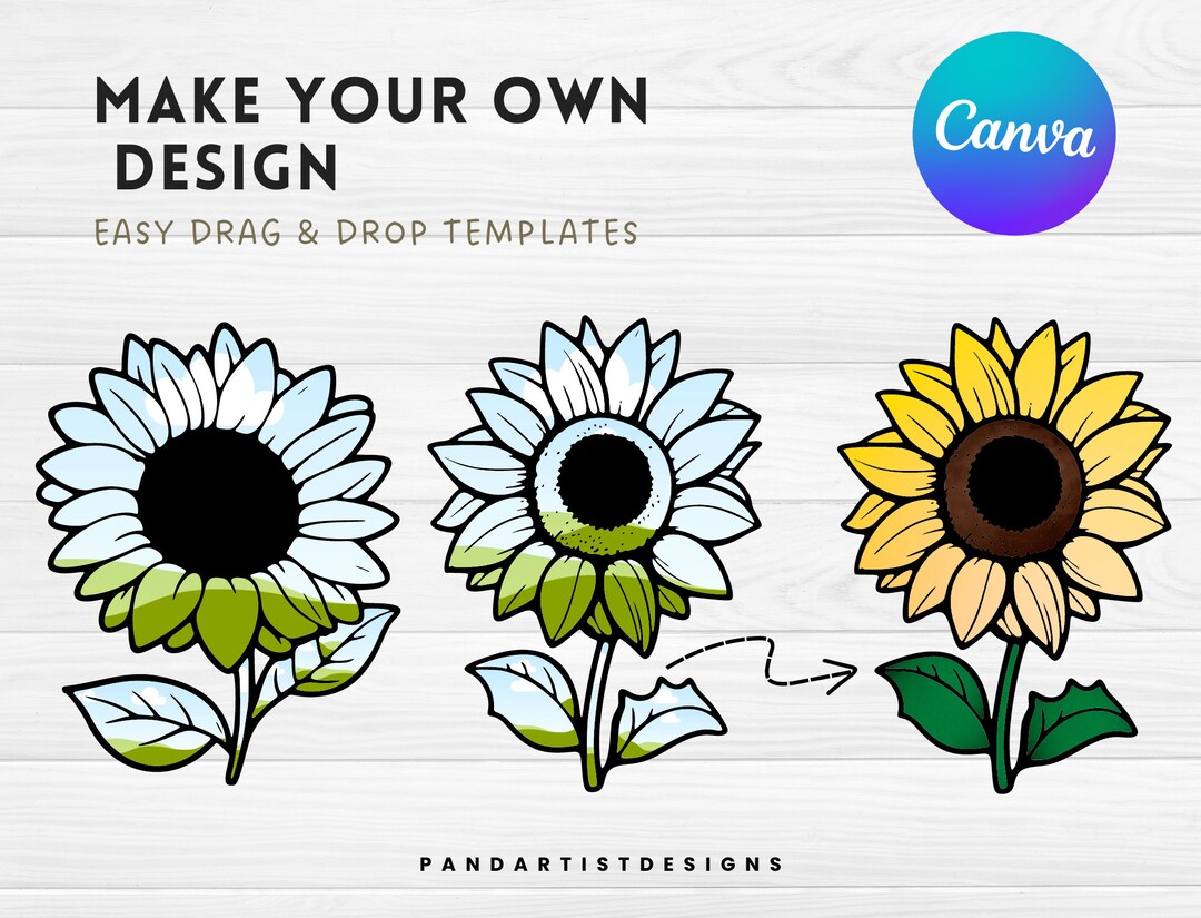 Fill Your Own Sunflower on CANVA With Easy Drag and Drop - Etsy