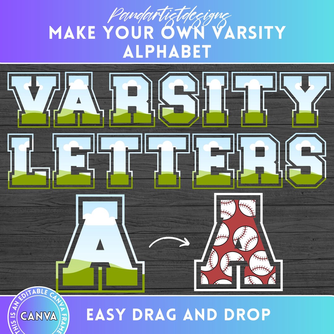 Fill Your Own Varsity College Letter & Numbers on CANVA, Drag and Drop ...