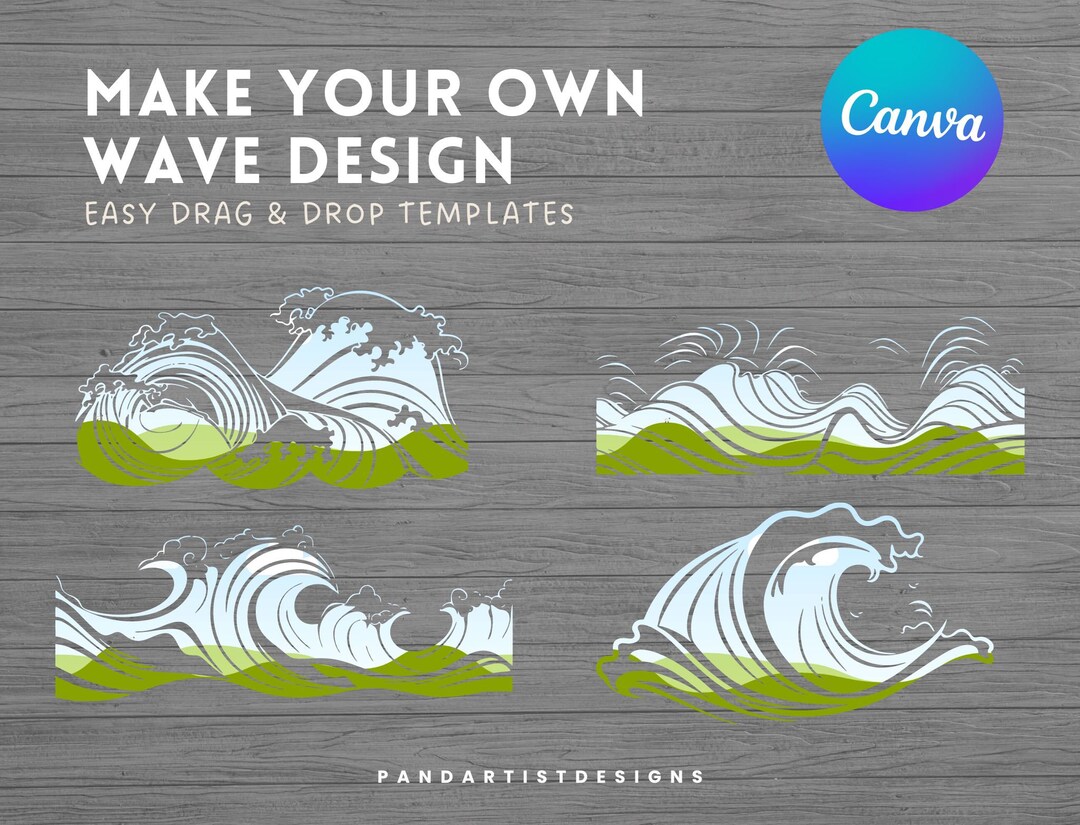 Wave Canva Frames Bundle Make Your Own Ocean Design Easy - Etsy
