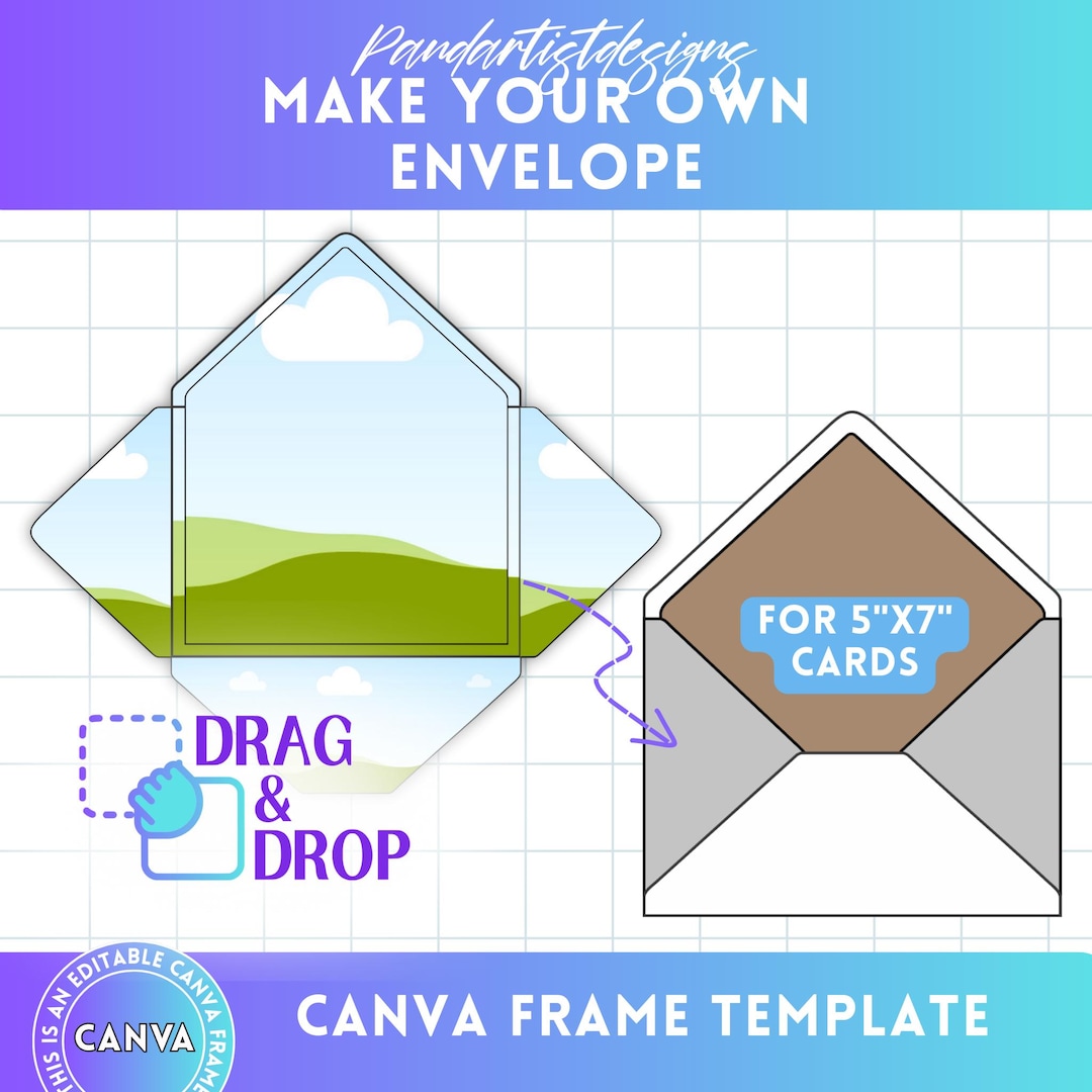 Envelope Editable Canva Template, Printable Envelope Liner, Drag & Drop ...